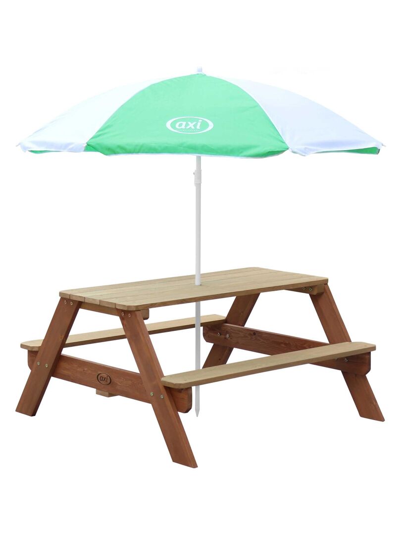 Table pique-nique Nick avec Parasol vert blanc Axi - Jaune moutarde ...