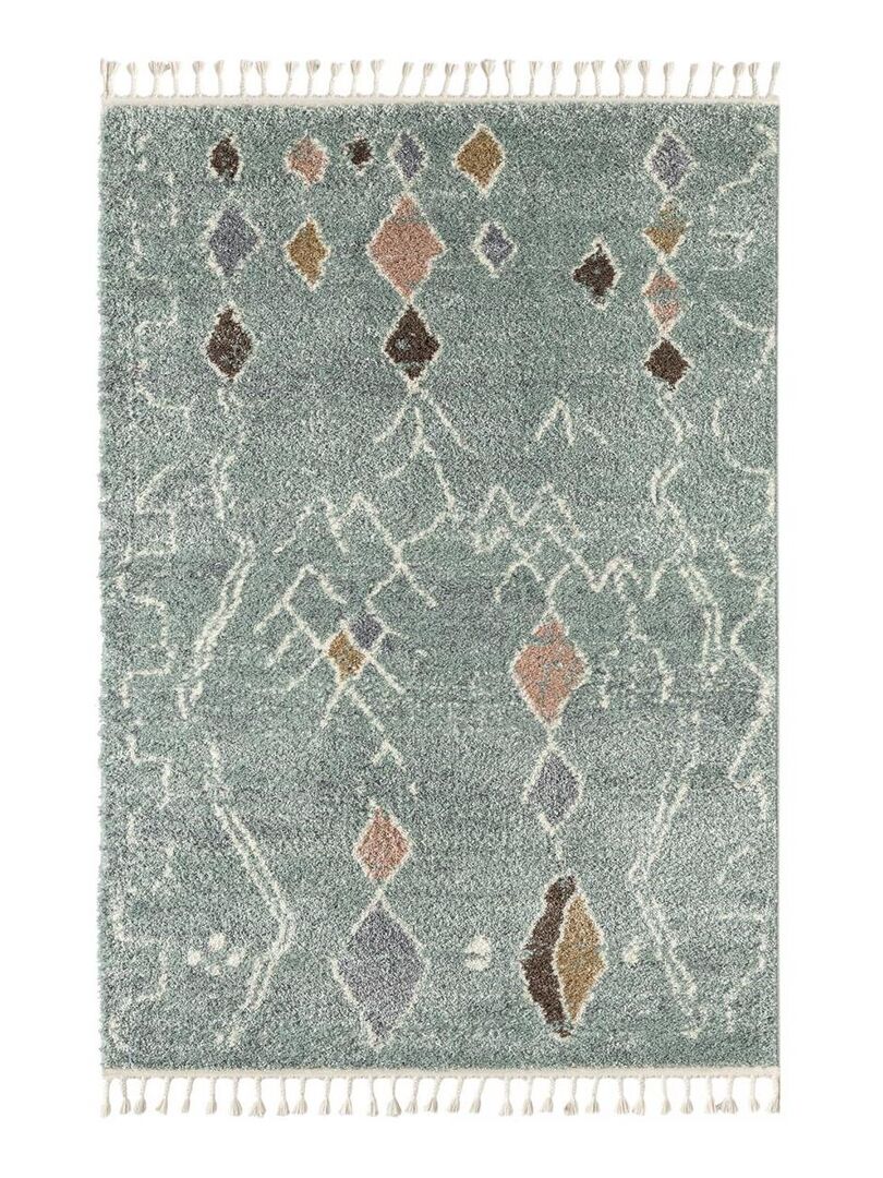 Tapis berbère tissé motif saharien PASTEL B - Bleu - Kiabi - 189.99€