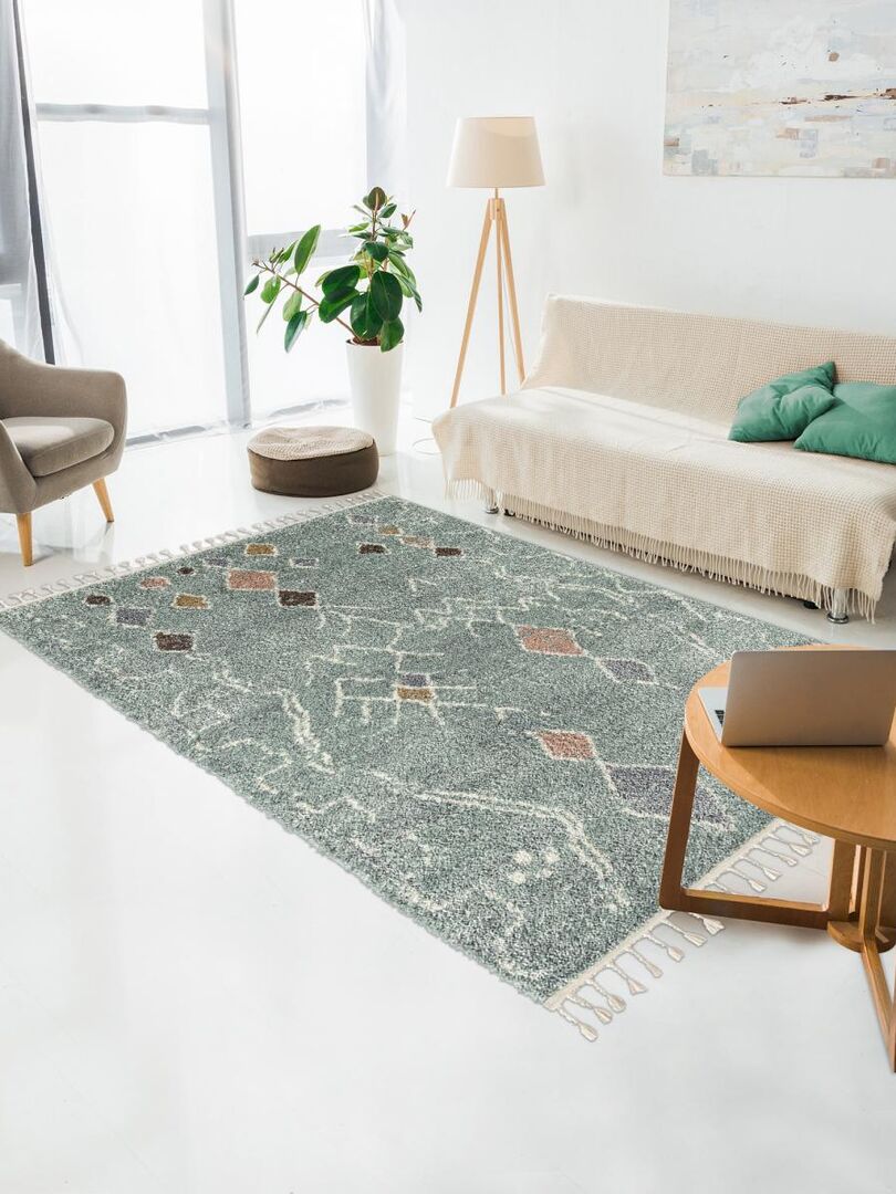 Tapis berbère tissé motif saharien PASTEL B - Bleu - Kiabi - 189.99€