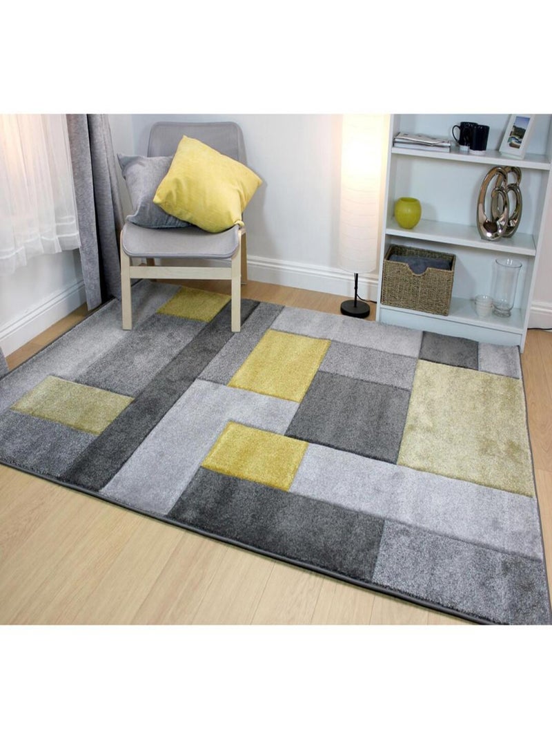Tapis cubisme courtes mèches design pour salon Cosmos - Jaune - 97.90 ...