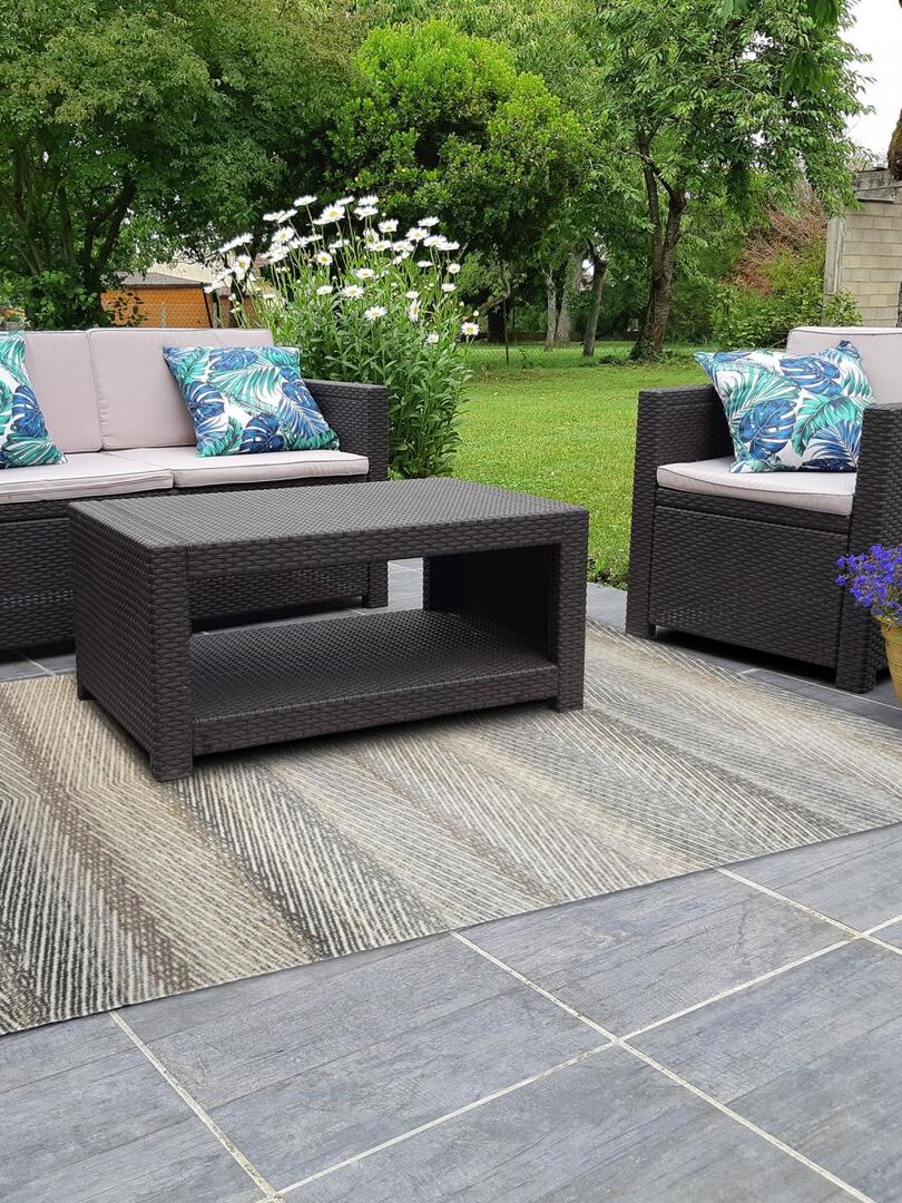 Tapis extérieur tissé kilim rectangle EXT SEMA - Gris - Kiabi - nu€