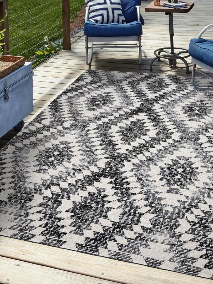 Tapis extérieur tissé kilim rectangle SANDRINE - Gris - Kiabi - 69.99€