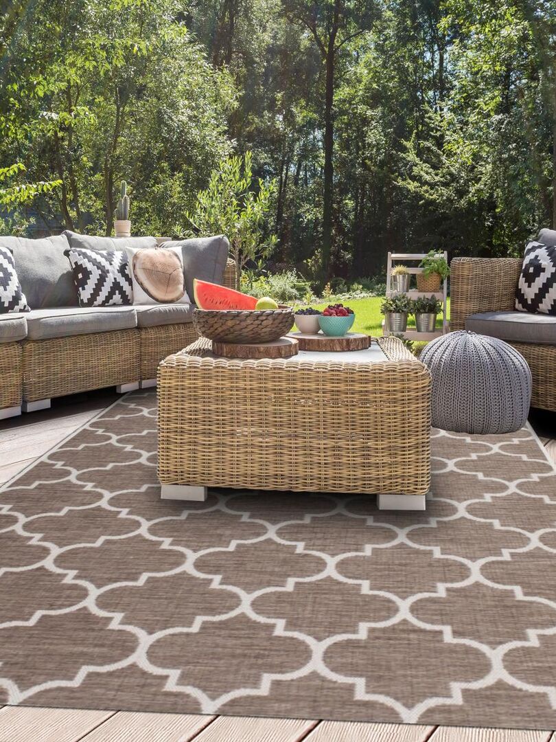 Tapis extérieur tissé kilim rectangle SUNSAU 4 - Beige - Kiabi - nu€