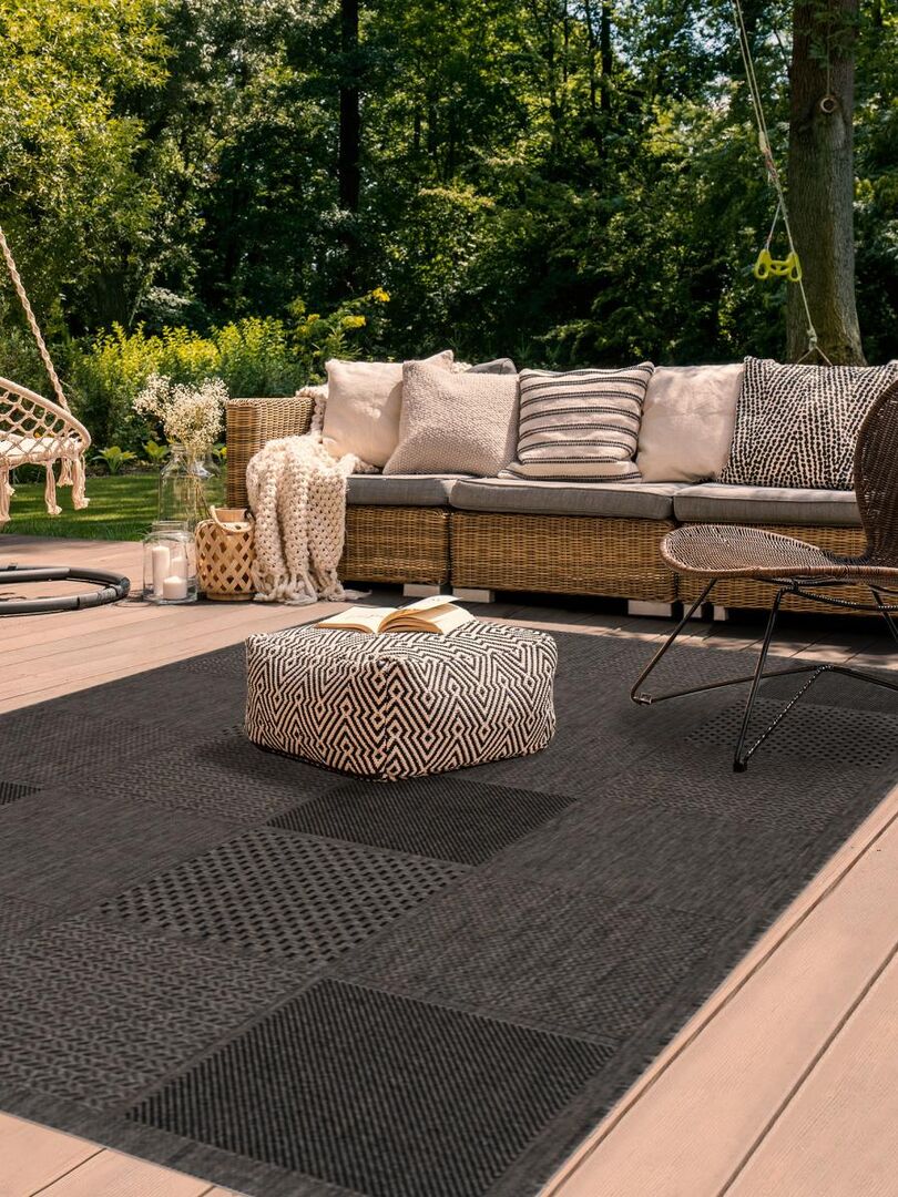 Tapis extérieur tissé kilim rectangle SUNSAU 5 - Gris - Kiabi - 74.99€