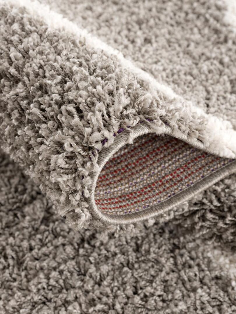 Tapis longs poils shaggy Ø120cm rond tissé gris motif scandinave SG MADRID - Gris - Kiabi - 69.99€