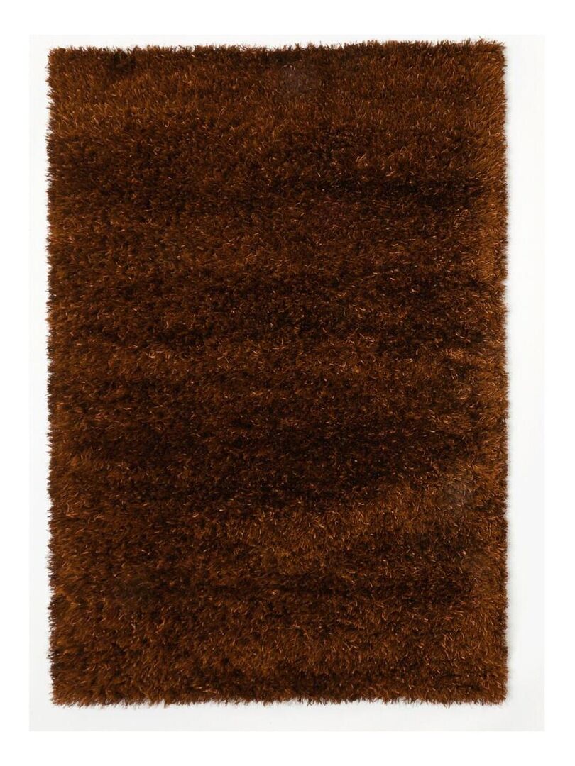 Tapis longs poils shaggy fait main motif uni MELANGE - Marron - Kiabi - 84.99€