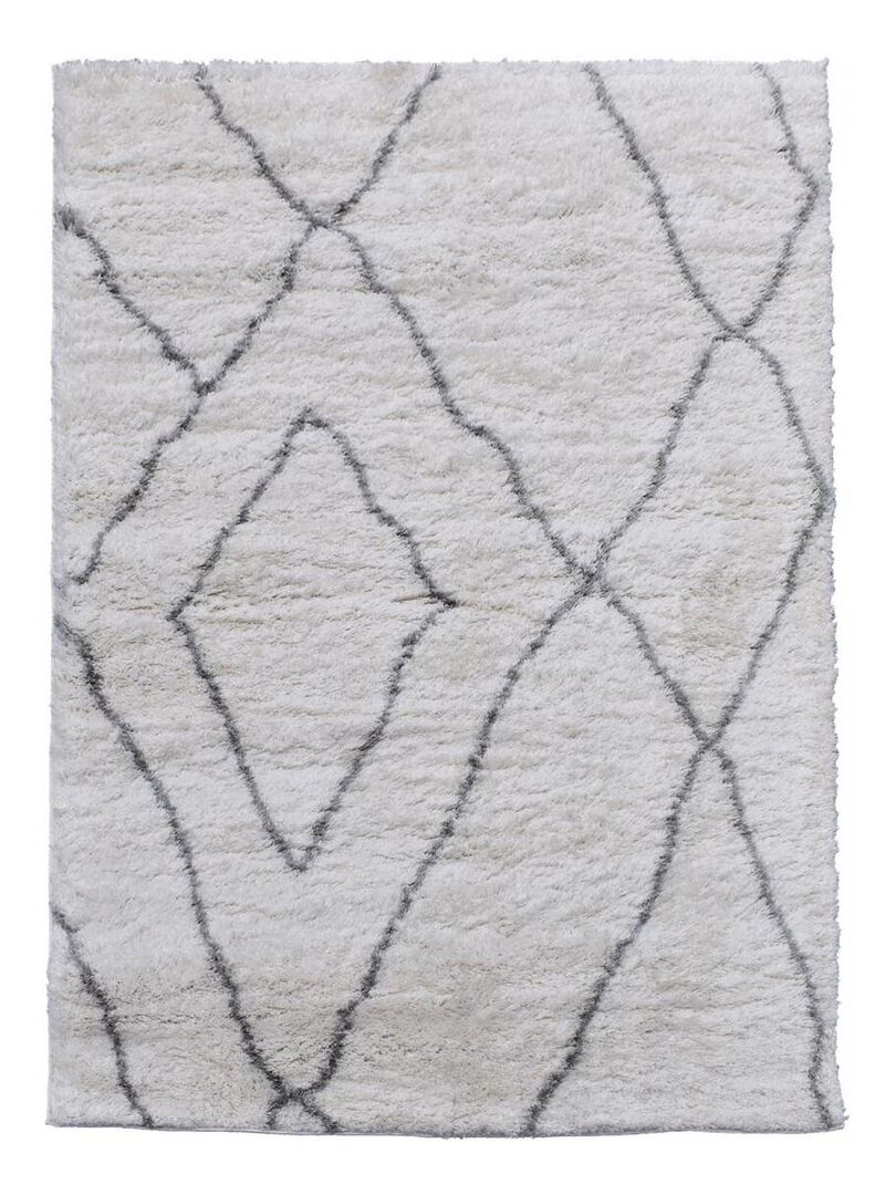 Tapis longs poils shaggy tissé motif berbère DOUX 6 - Ecru - Kiabi - 14.99€