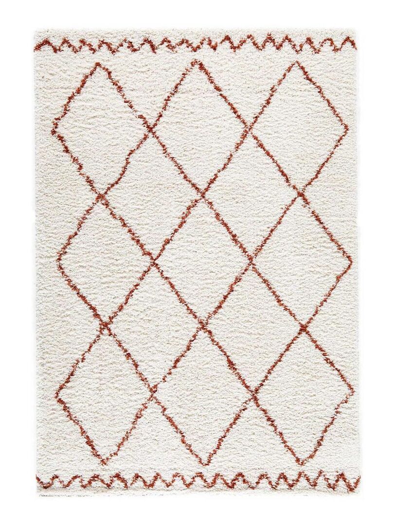 Tapis longs poils shaggy tissé motif berbère HINOU - Ecru - Kiabi - 49.99€