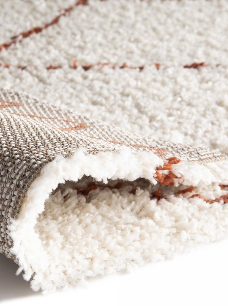 Tapis longs poils shaggy tissé motif berbère HINOU - Ecru - Kiabi - 179.99€