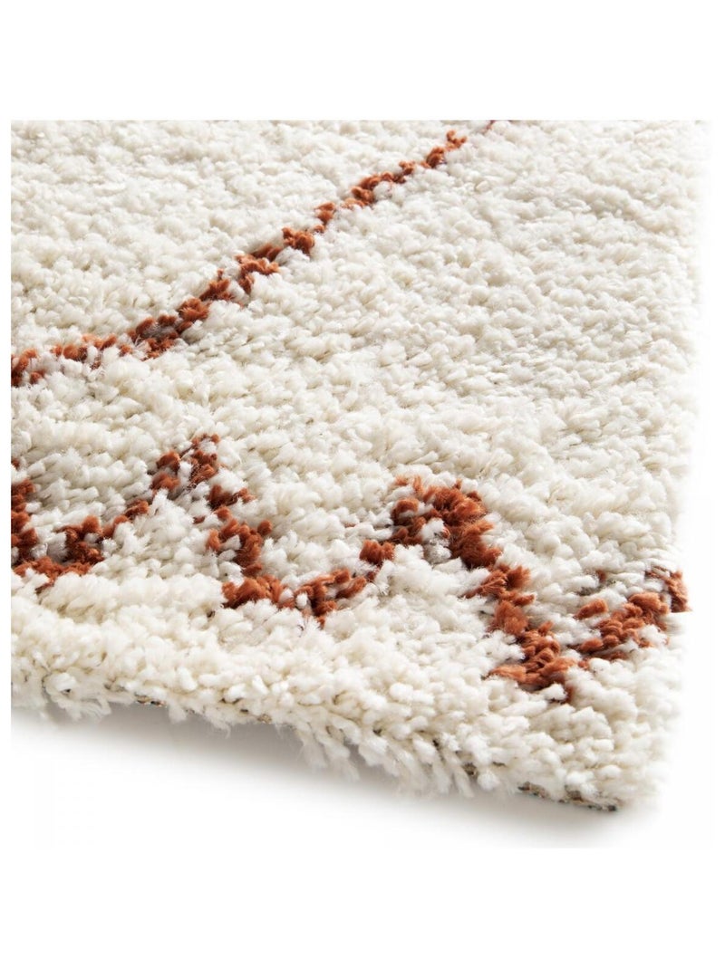 Tapis longs poils shaggy tissé motif berbère HINOU - Ecru - Kiabi - 179.99€