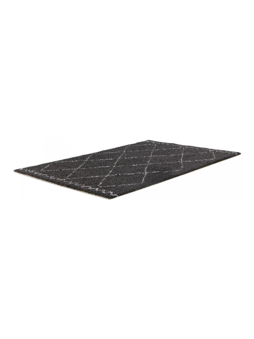 Tapis longs poils shaggy tissé motif berbère HINOU - Noir - Kiabi - 39.99€