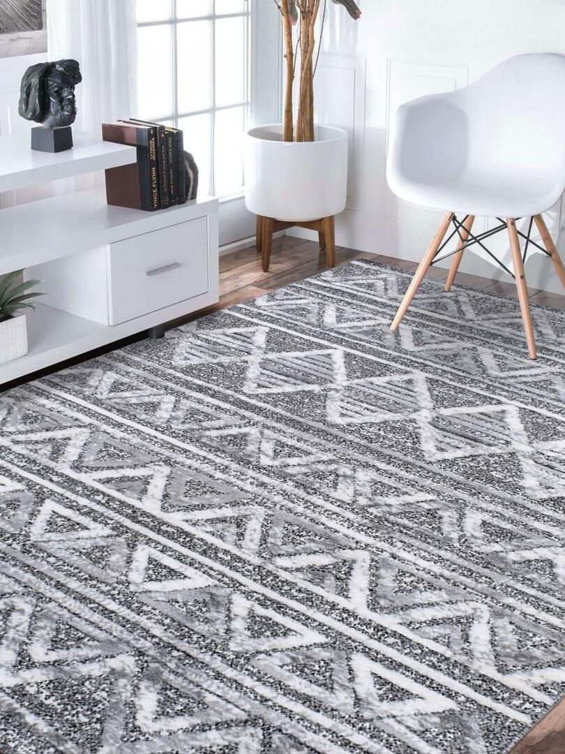 Tapis longs poils shaggy tissé motif berbère LANDA - Gris - Kiabi - 159.99€