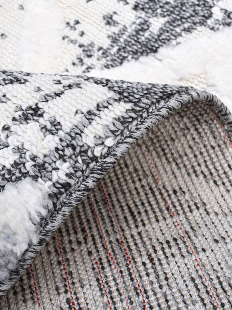 Tapis longs poils shaggy tissé motif rétro-vintage LADURO - Gris - Kiabi - 159.99€