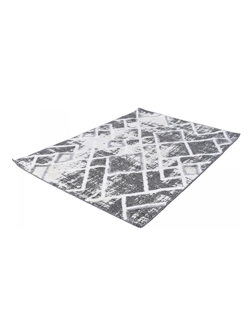 Tapis longs poils shaggy tissé motif rétro-vintage LADURO - Gris - Kiabi - 159.99€