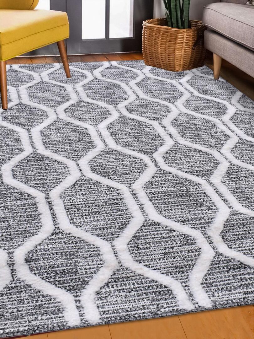 Tapis longs poils shaggy tissé motif scandinave LALALO - Gris - Kiabi - 49.99€