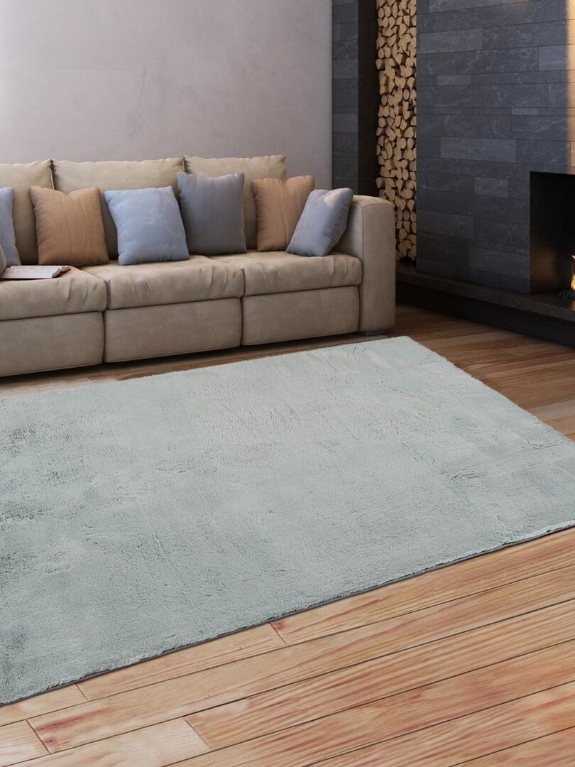 Tapis longs poils shaggy tissé motif uni EMOTICO - Vert - Kiabi - 58.99€