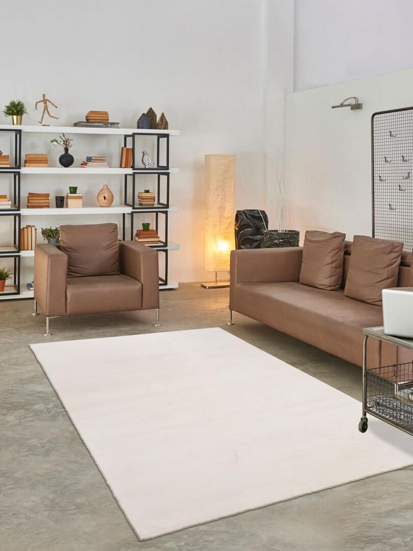 Tapis longs poils shaggy tissé motif uni LOFTUNI - Ecru - Kiabi - 54.99€