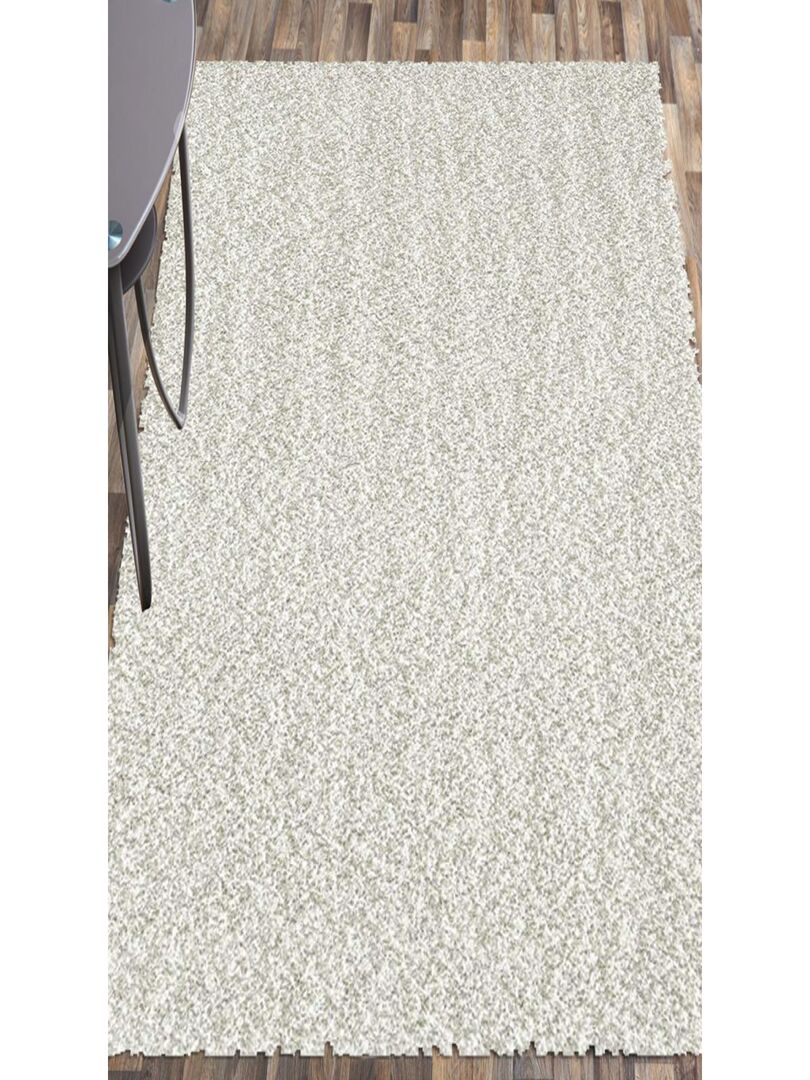 Tapis longs poils shaggy tissé motif uni SIMPLE - Ecru - Kiabi - 39.99€