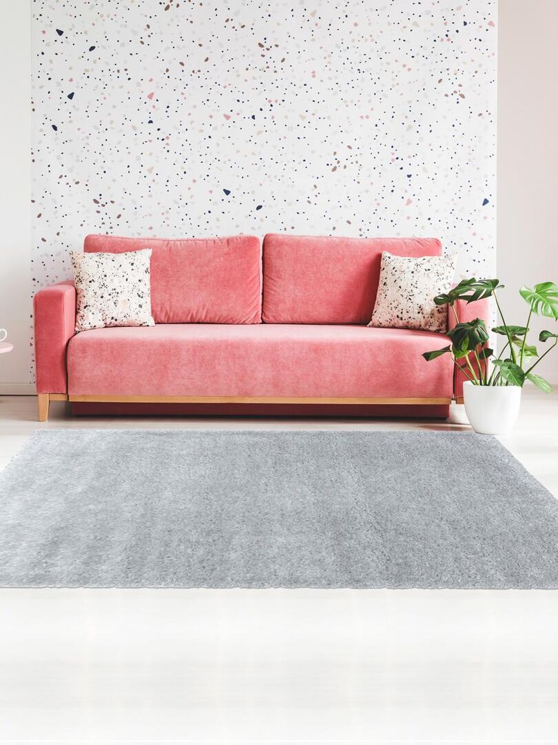 Tapis longs poils shaggy tissé motif uni UNI A - Argent - Kiabi - 59.99€