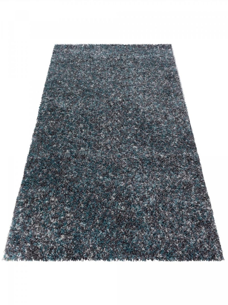 Tapis poils longs shaggy tissé motif faux uni UNI D - Bleu - Kiabi - 94.99€