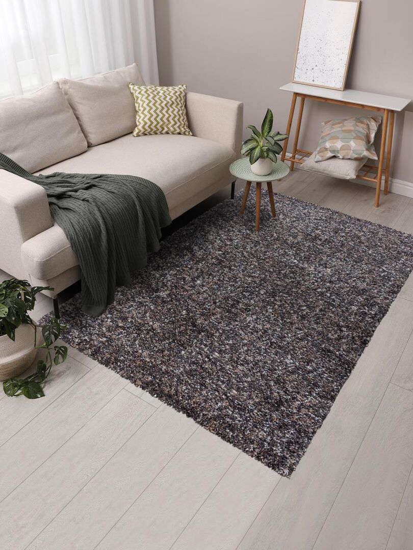 Tapis poils longs shaggy tissé motif faux uni UNI D - Marron - Kiabi - 54.99€