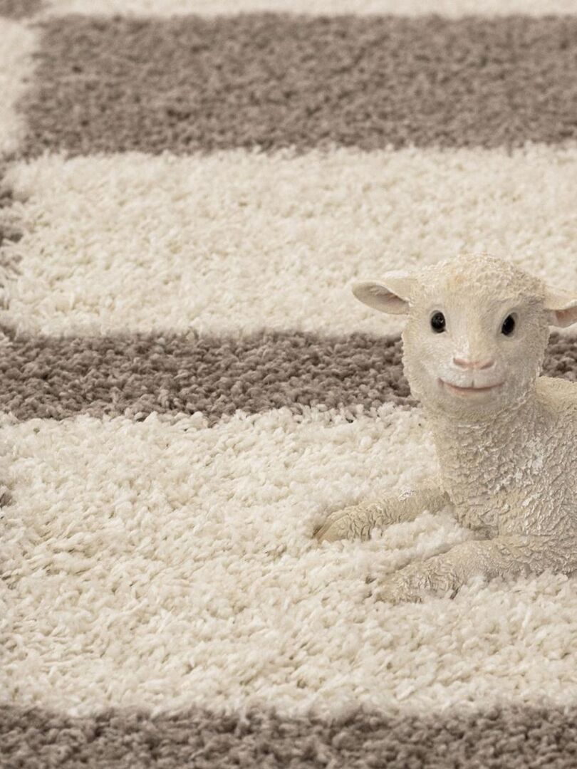 Tapis poils longs shaggy tissé motif géométrique RECTAN - Beige - Kiabi - 37.99€