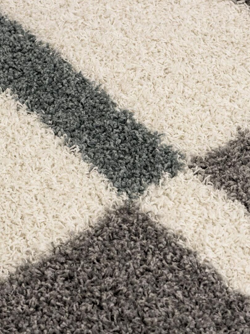 Tapis poils longs shaggy tissé motif géométrique RECTAN - Bleu - Kiabi - 64.99€