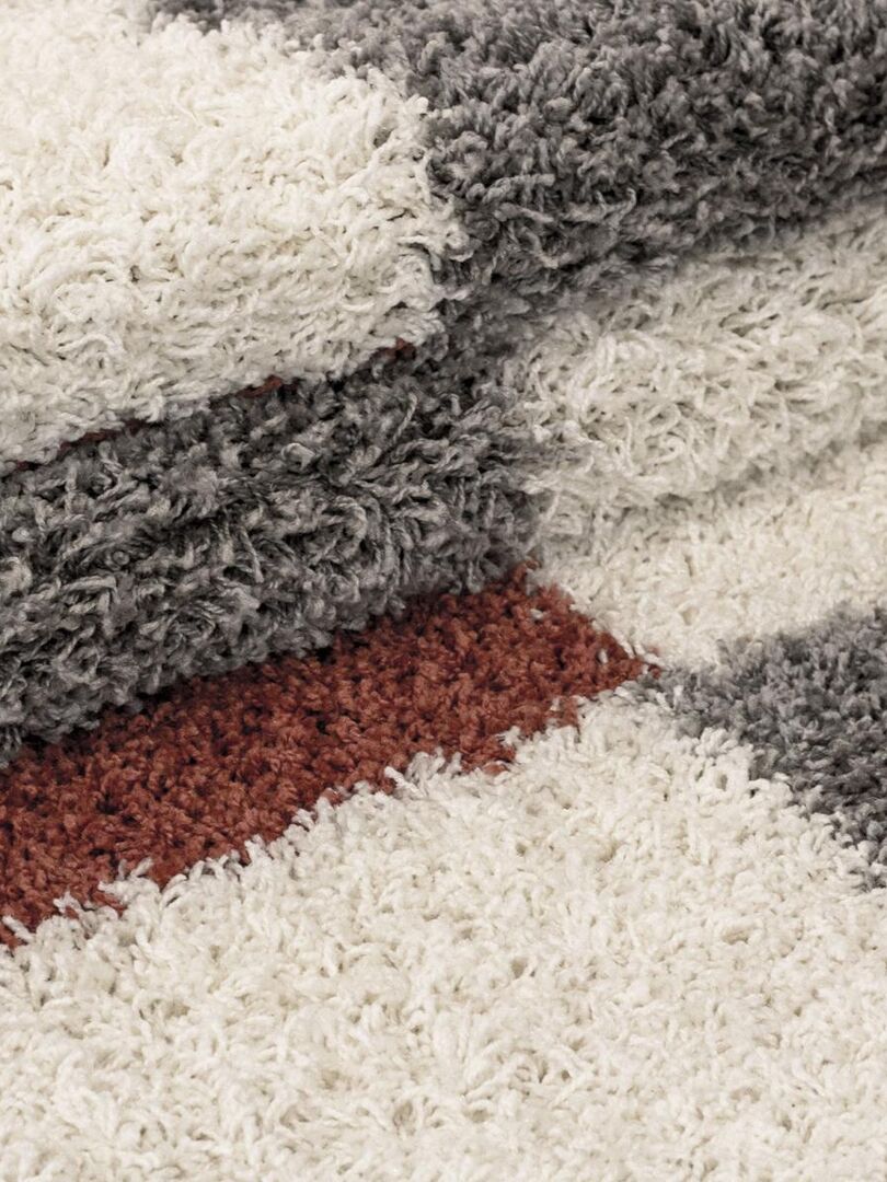 Tapis poils longs shaggy tissé motif géométrique RECTAN - Orange - Kiabi - 54.99€