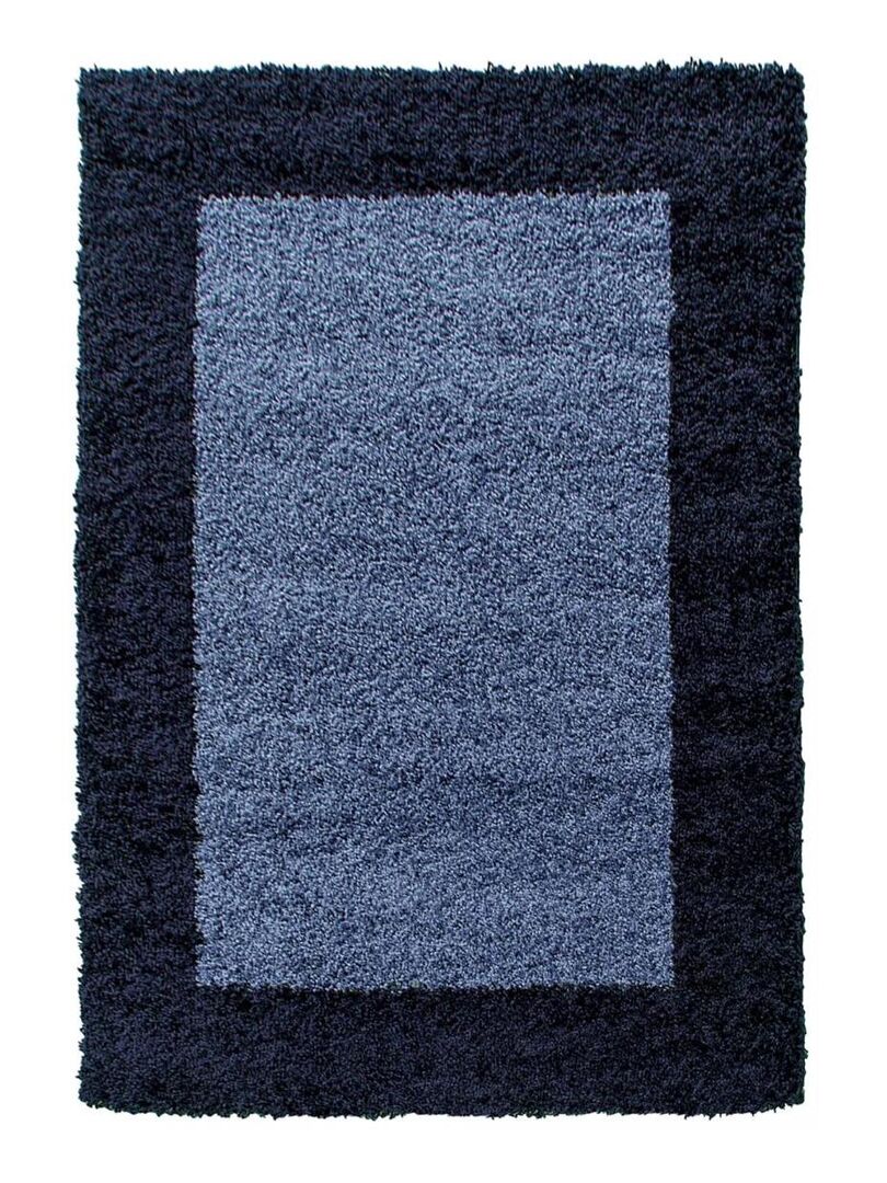 Tapis poils longs shaggy tissé motif simple BORDURE - Bleu - Kiabi - 36.99€