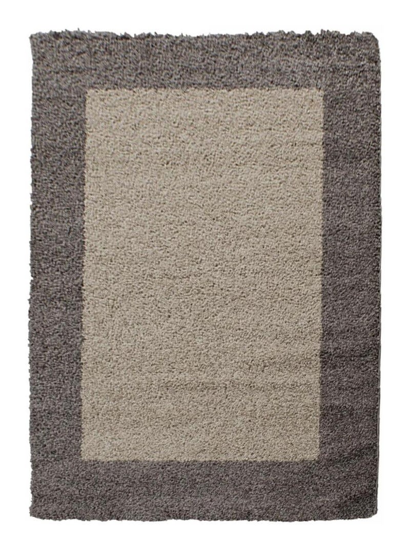 Tapis poils longs shaggy tissé motif simple BORDURE - Marron - 69.99€ - Kiabi