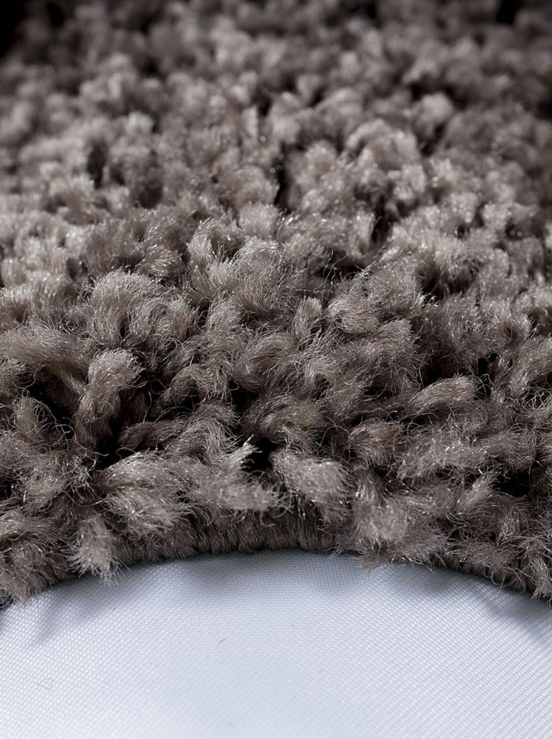 Tapis poils longs shaggy tissé motif simple BORDURE - Marron - 69.99€ - Kiabi