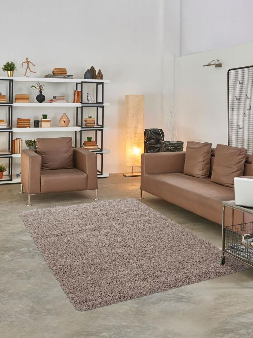 Tapis poils longs shaggy tissé motif uni UNI C - Beige - Kiabi - 54.99€