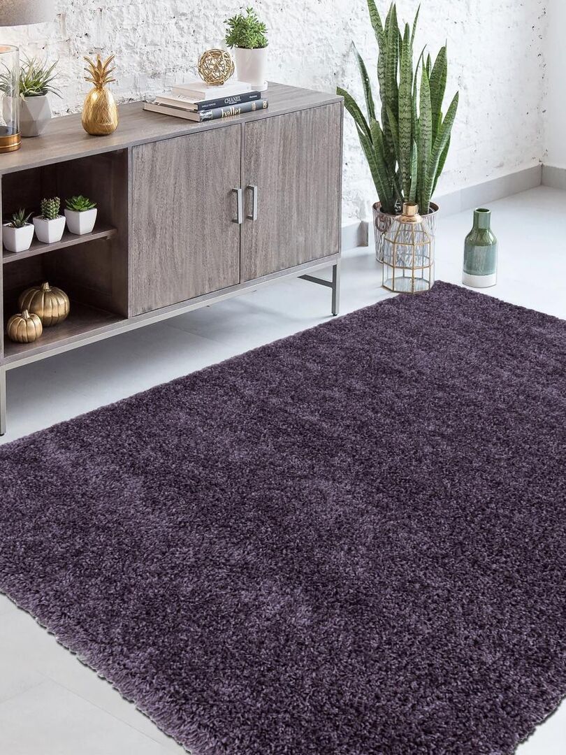 Tapis poils longs shaggy tissé motif uni UNI I - Violet - Kiabi - 54.99€