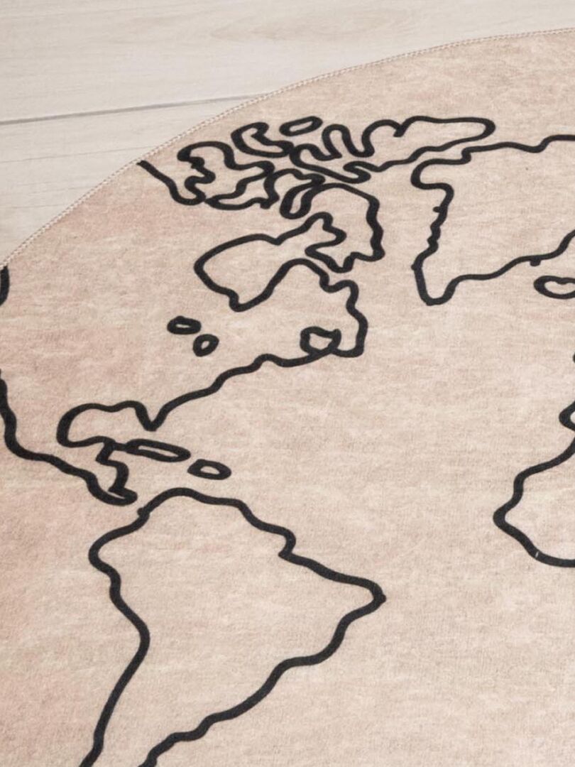 Tapis rond carte du monde - Beige - Kiabi - 39.00€