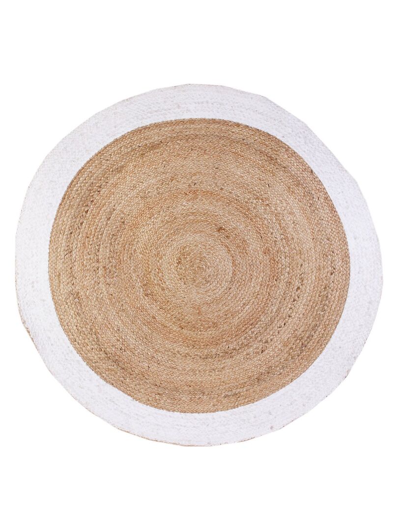 Tapis rond jute bord blanc 120 cm - Blanc - Kiabi - nu€