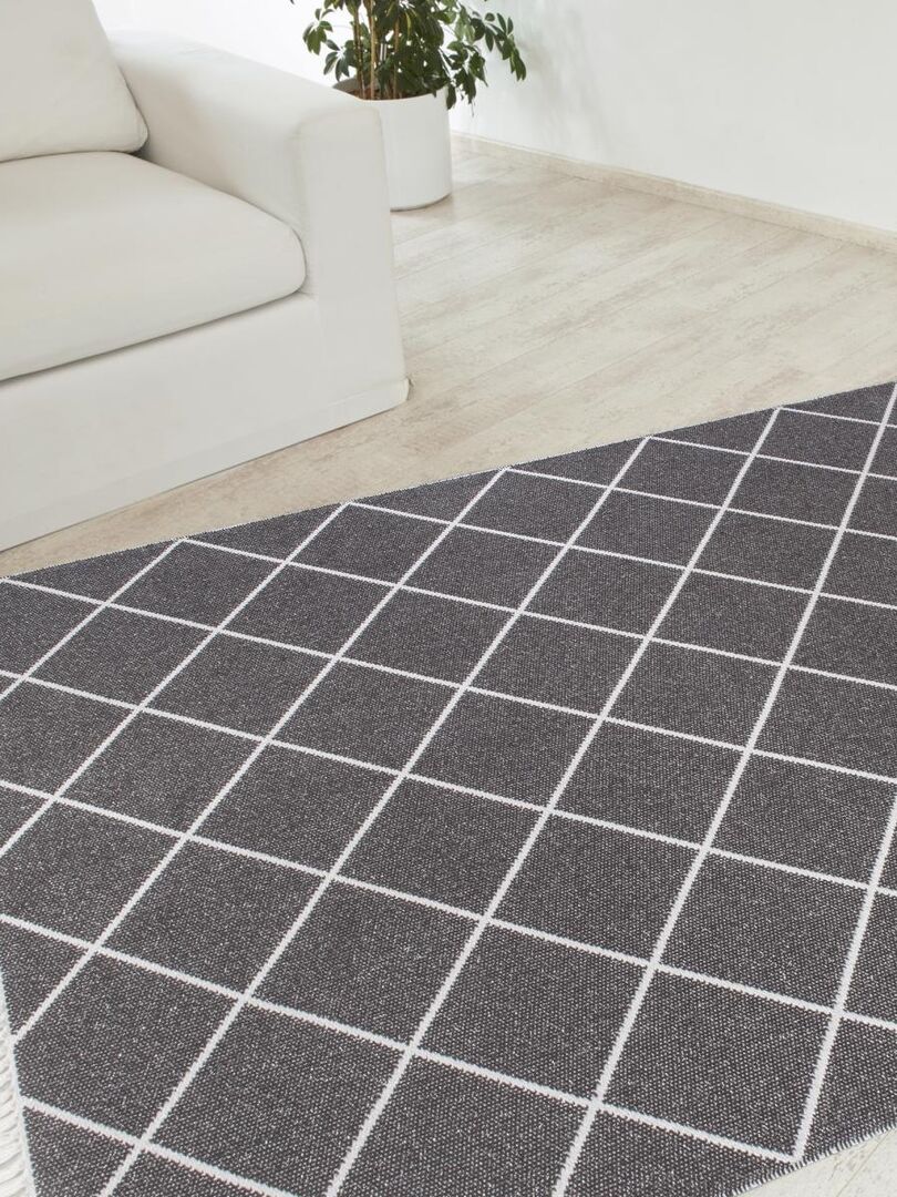 Tapis salon SEVIL en coton tissé OEKO-TEX® Care&Fair - Gris - Kiabi - 107.99€