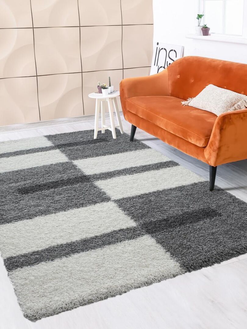 Tapis shaggy RECTAN OEKO-TEX® - Argent - Kiabi - 54.99€