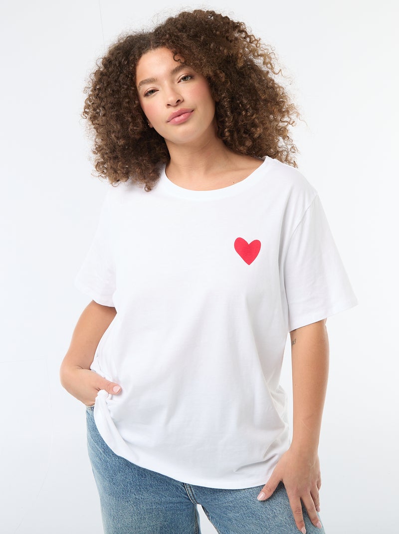 Tee-shirt coupe oversize à manches courtes - Blanc - Grandes tailles ...