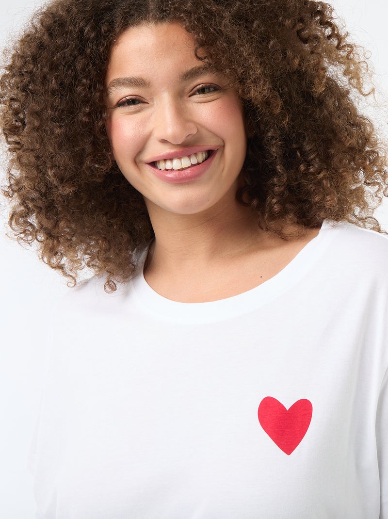 Tee-shirt coupe oversize à manches courtes - Blanc - Grandes tailles ...