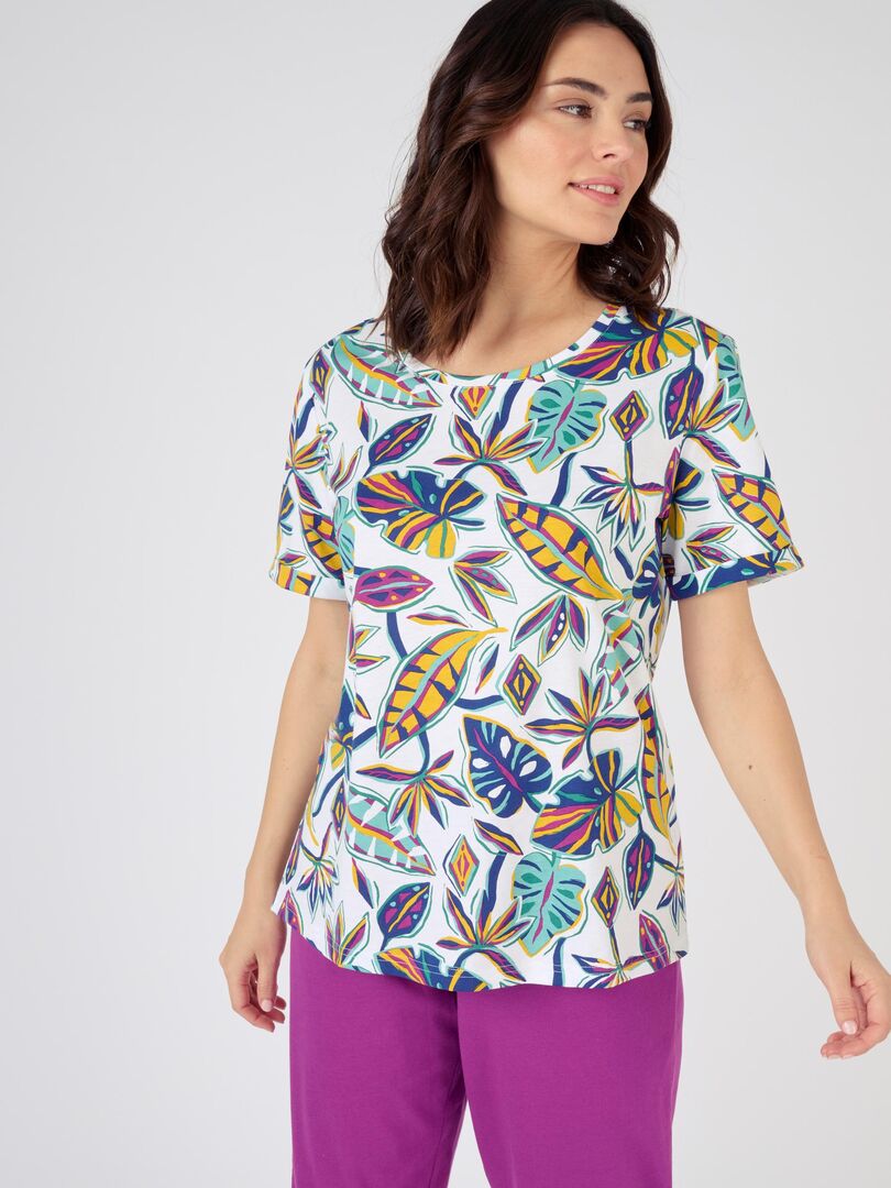 Tee-shirt de pyjama manches courtes pur coton peigné - Damart ...