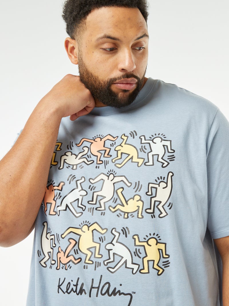 Tee-shirt imprimé 'Keith Haring' - Bleu - Grandes tailles - Homme - 6. ...