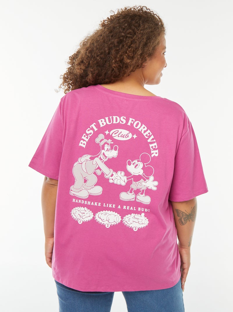 Tee-shirt imprimé 'Mickey' et 'Pluto' - Rose - Grandes tailles - Femme ...