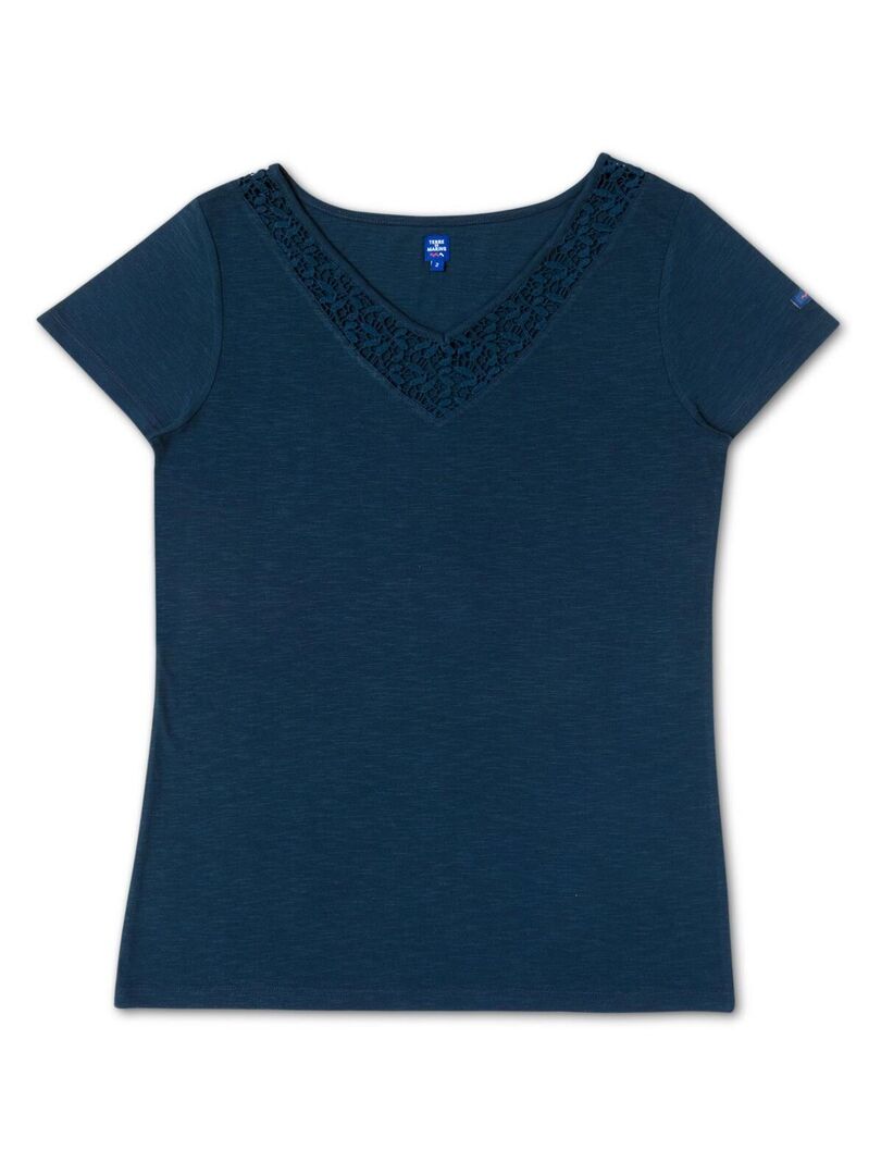 Tee Shirt Mc Bleu Femme Terre de Marins - Bleu - Kiabi - nu€