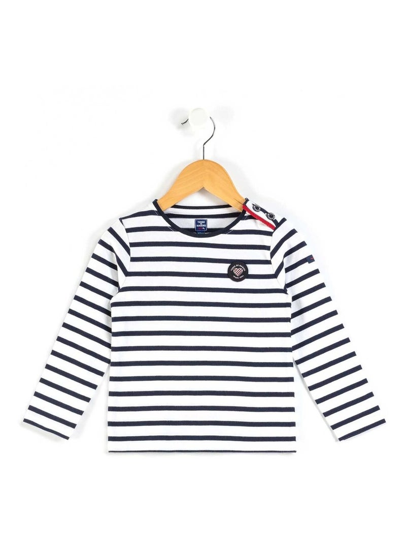 Tee Shirt Mc Fille Terre de Marins - Bleu - Kiabi - 9.00€