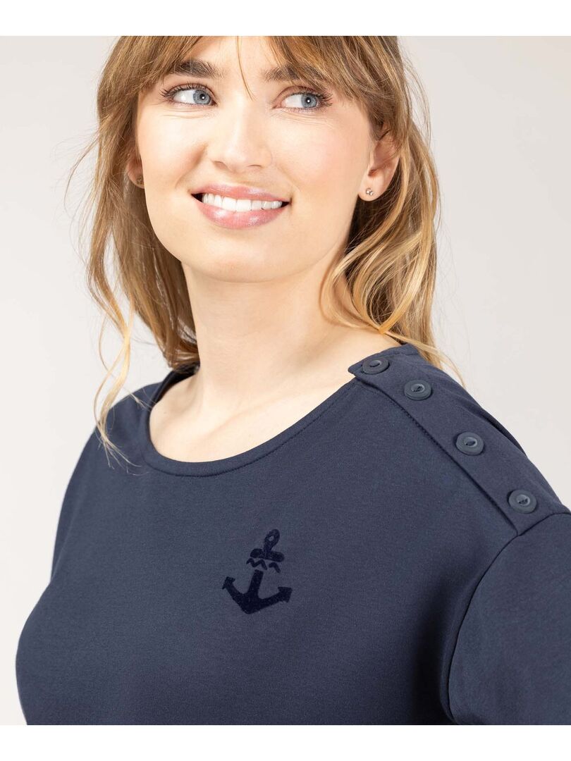 Tee Shirt Ml Femme Terre de Marins - Bleu - Kiabi - 26.00€