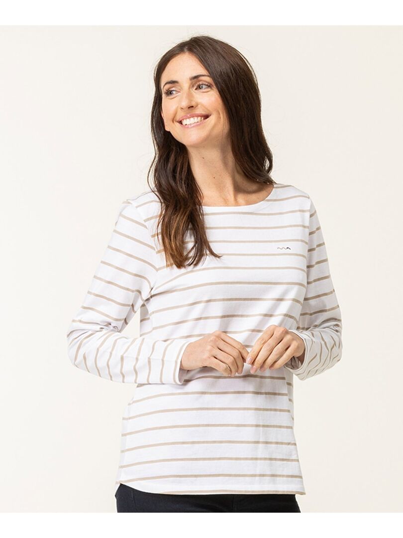 Tee Shirt Ml Multicolore Femme Terre de Marins - Beige - Kiabi - 26.00€