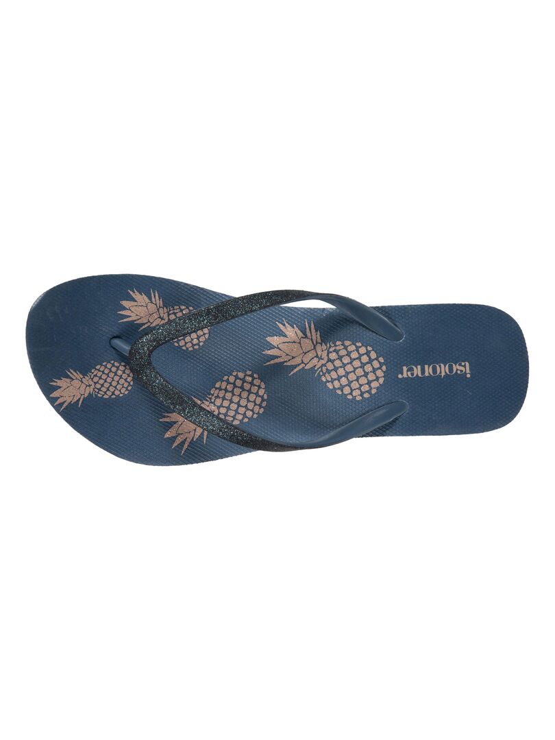 Tongs à talon 4 cm et imprimé - Bleu pétrole - Kiabi - 19.99€