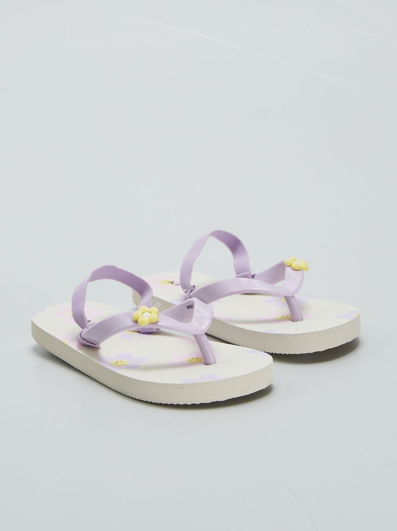 Tongs imprimées avec bride élastique - Beige/rose - Kiabi - 5.00€