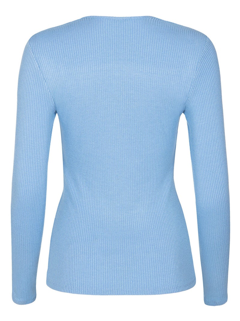 Top manches longues encolure réglable Kenza - Bleu - Femme - 28.25€ - Kiabi