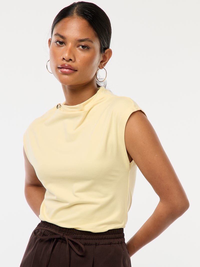 Top sans manches avec col montant - Jaune - Femme - 10.00€ - Kiabi